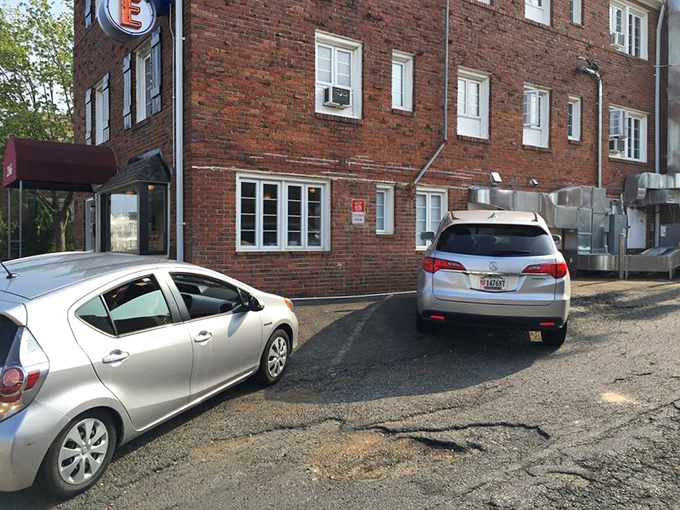 Even the parking area has a no-nonsense charm that says, "Stop wasting time outside when there's pie waiting for you inside."