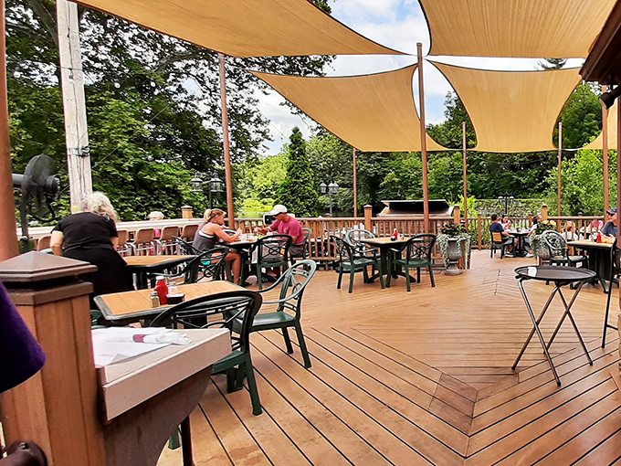 The outdoor patio&mdash;where summer dinners stretch into long conversations, shade sails keep you comfortable, and memories are made between courses.