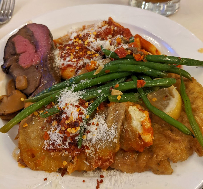 A plate that refuses to specialize &ndash; offering a protein, pasta, and vegetable trifecta that satisfies both your appetite and your mother's voice in your head.