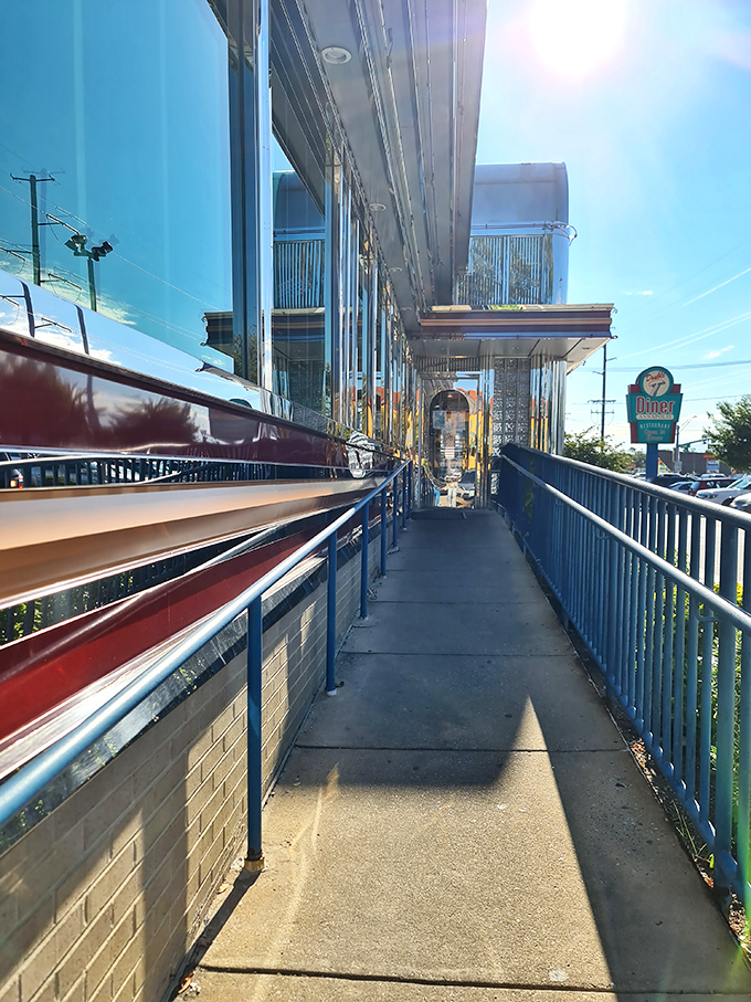 The entrance walkway isn't just a path&mdash;it's the yellow brick road leading to a wonderland of pancakes and possibilities.