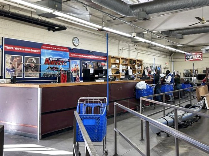Command central, where treasures and their hunters part ways. Those blue shopping carts have witnessed countless "I can't believe I found this!" moments.