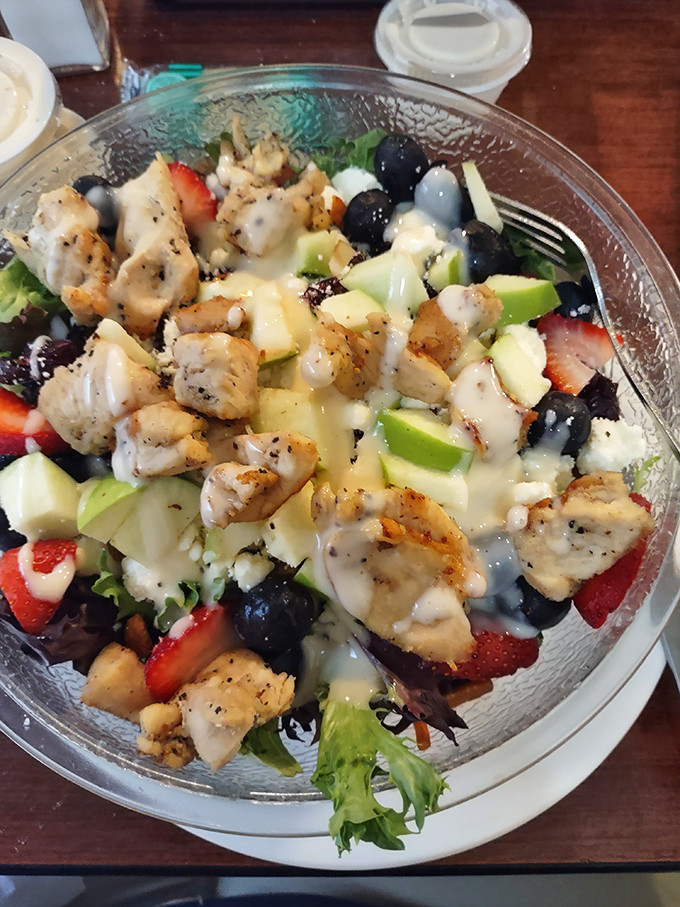 A salad that doesn't apologize for being healthy&mdash;it just brings along enough friends (chicken, fruit, and dressing) to make it a party. 