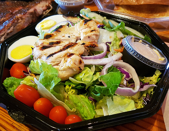Even the salads at Bubbalou's come with respect&mdash;grilled chicken, fresh veggies, and the knowledge that you're still at a BBQ joint.