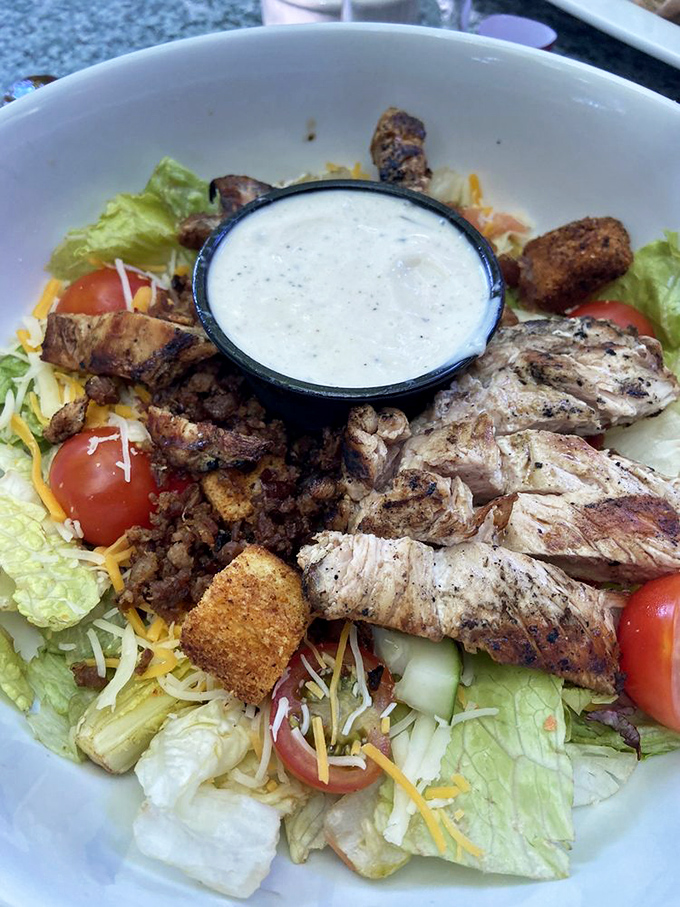 This isn't just a salad; it's a protein-packed flavor festival where grilled chicken and fresh vegetables throw a party on your plate.