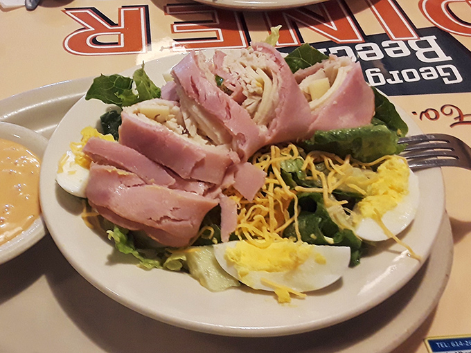 The chef's salad&mdash;where ham and cheese don't hide their diner roots behind fancy greens, just honest lunch that won't slow you down.