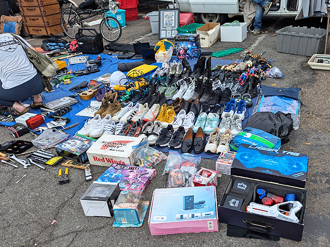 Shoe shopping without the mall markup! These kicks lined up like eager puppies at an adoption event, each hoping you'll take them home.