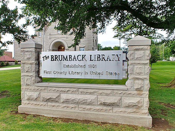 The stone sign announces your arrival at literary royalty. As America's first county library, Brumback has earned its place in history.