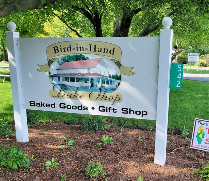 The sign that launched a thousand road trips. This simple marker has guided hungry pilgrims to pastry paradise for generations.