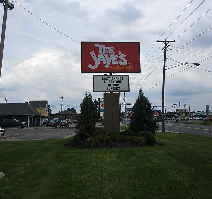 A sign that doesn't need fancy words to make its point. When you're this good at burgers, simple advertising is all you need.