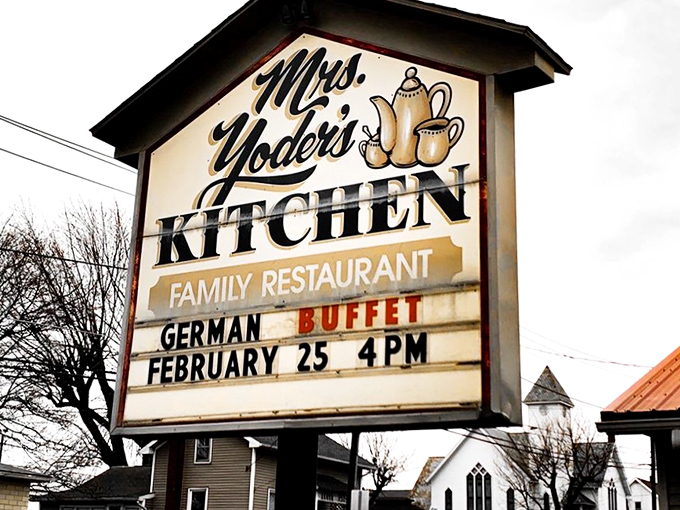 The sign that signals you've arrived at comfort food paradise, where calories don't count officially.