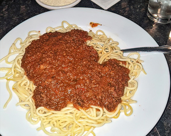Spaghetti with meat sauce that would make any Italian grandmother nod in approval. Simple food done extraordinarily well.