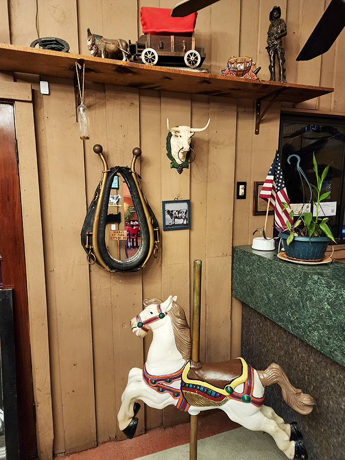 Where carousel horses meet cattle country&mdash;decor that says "we take our steaks seriously, but ourselves? Not so much."