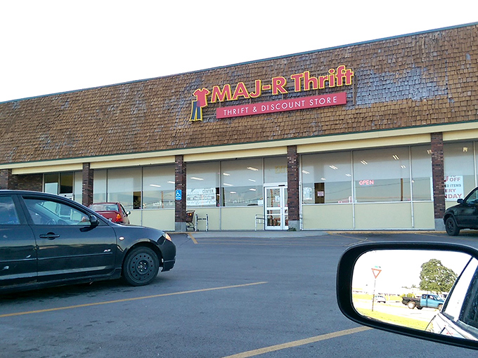 The storefront at dusk has an almost magical quality. Like a beacon calling to bargain hunters and nostalgia seekers alike.