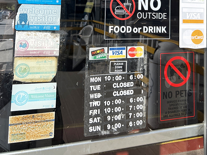 Even their hours sign feels nostalgic&mdash;a reminder that some places still believe in closing shop and taking a day off. How refreshingly human.