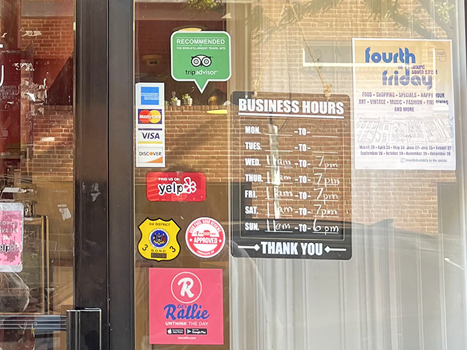 Even the business hours sign seems to smile, promising sweet possibilities six days a week. The "Thank You" at the bottom isn't just polite&mdash;it's sincere.