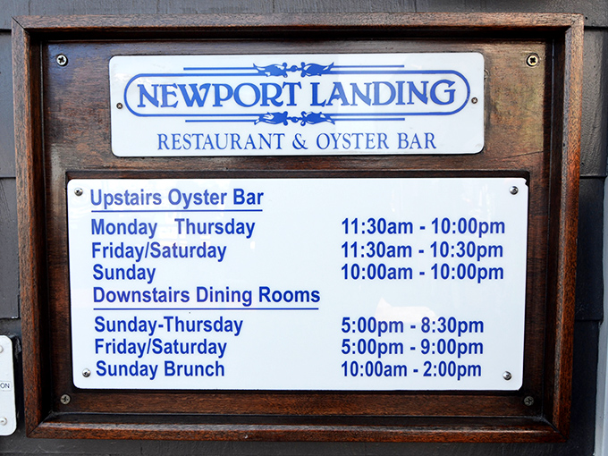 These aren't just business hours &ndash; they're your scheduled appointments with seafood bliss at Newport Landing's upstairs and downstairs dining areas.