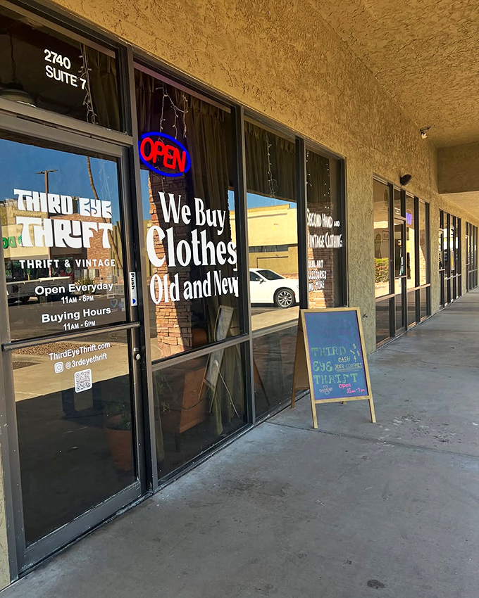 Store hours and buying policies clearly displayed, because even treasure hunting benefits from a little structure and planning.