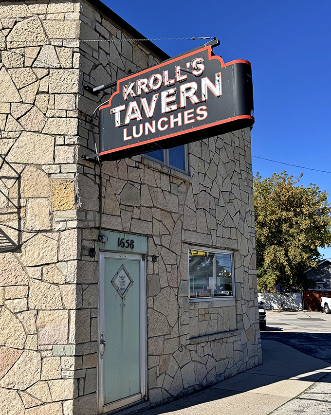 The vintage "Kroll's Tavern Lunches" sign promises exactly what it delivers&mdash;no gimmicks, no pretense, just good food and drink in classic Wisconsin style.