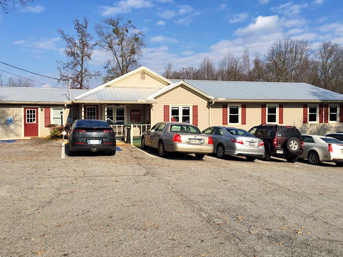 In winter light, Bar-H looks like what it is—a humble temple of smoke. Cars in the lot are the modern equivalent of horses tied outside a saloon.