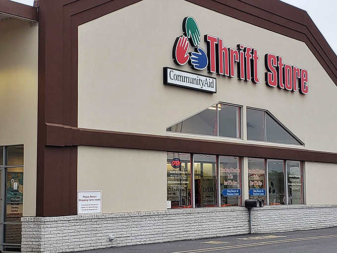 The storefront beckons with its colorful logo—three hands coming together, much like your wallet and that perfect find inside.