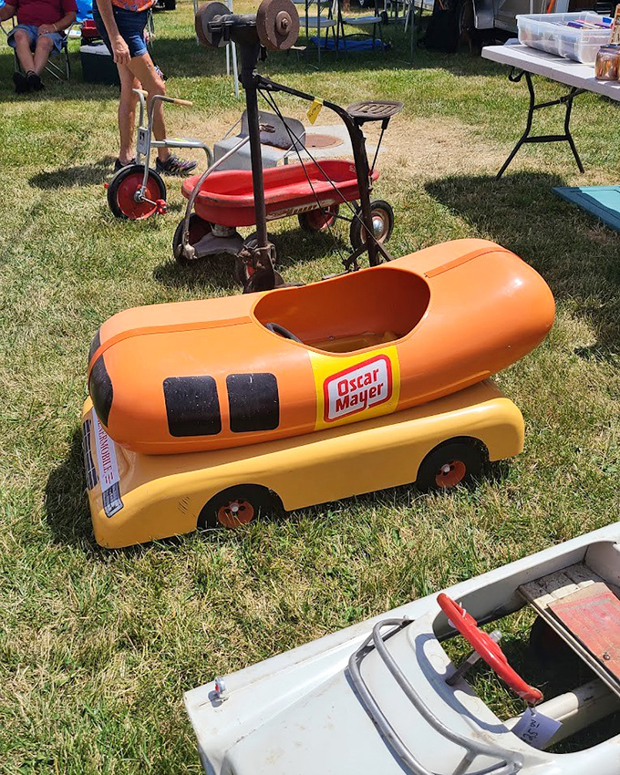 The Oscar Mayer Wienermobile in miniature! This vintage ride-on toy proves that even in childhood, Wisconsinites have always had a special relationship with their beloved brats.