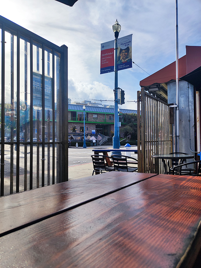 A glimpse of Fisherman's Wharf from your table&mdash;the perfect backdrop for enjoying seafood just steps from where fishing boats dock.