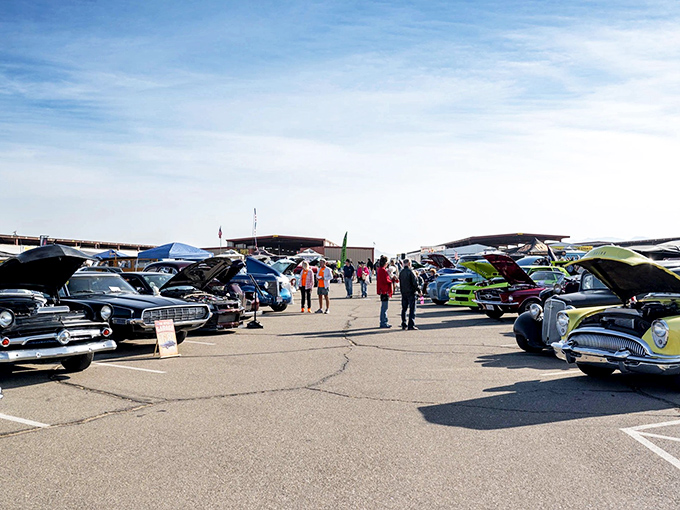 Classic car gatherings transform parking lots into time machines, where chrome gleams and conversations inevitably begin with "They don't make 'em like this anymore."