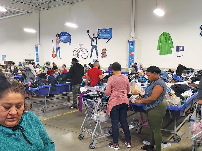 The community of treasure hunters, each with their own quest. Veterans know exactly which bins yield their preferred bounty.