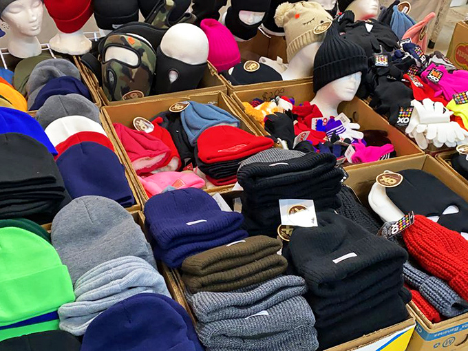 Winter accessories arranged with military precision, ready to battle Wisconsin's notorious cold fronts with style and surprising affordability.