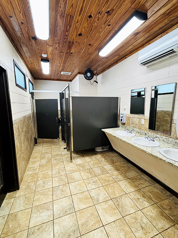 Even the facilities get the deluxe treatment. These restrooms prove that "roughing it" at Table Rock is more comfortable than many city apartments.
