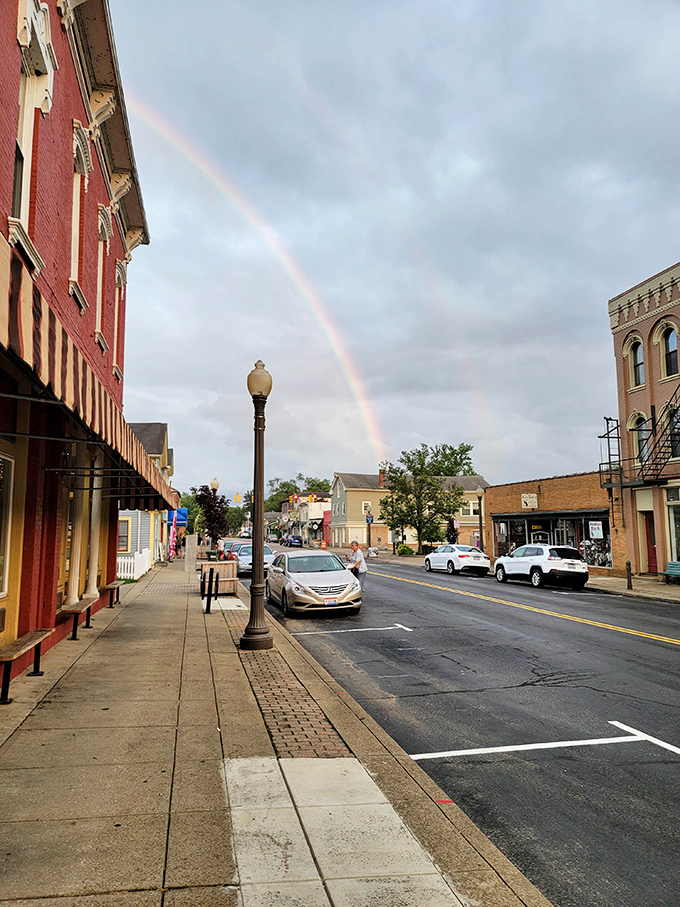 Step into Canal Fulton's historic sidewalk where rainbow charm meets modern affordability in perfect harmony.