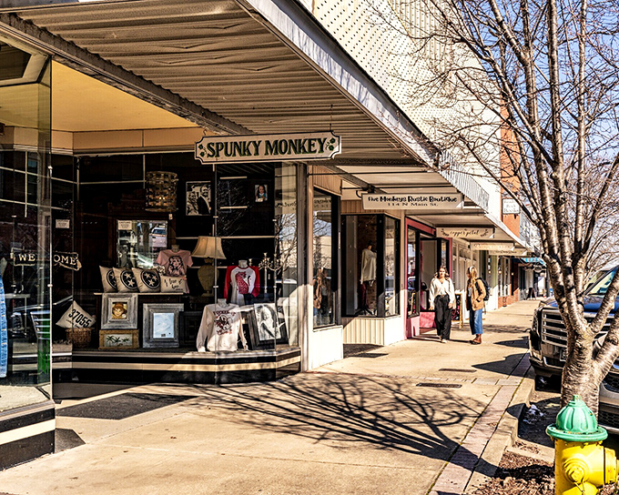 Dickson's Spunky Monkey shop adds whimsical charm to the downtown shopping district, proving small towns have personality to spare.