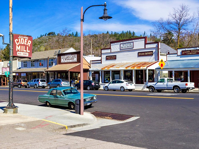 Julian's historic main street looks ready for a Western movie shoot with its classic frontier charm.