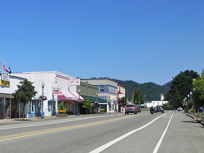 Reedsport's Main Street maintains that classic small-town Oregon feel, where storefronts still sport hand-painted signs.