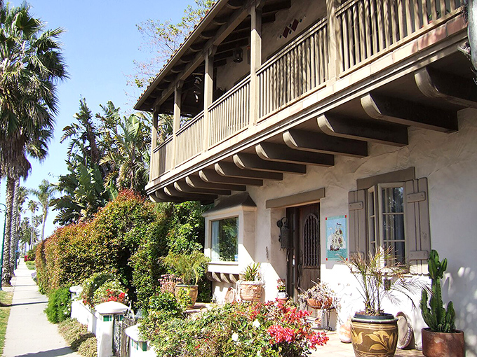 The Spanish-style architecture of downtown Carpinteria reflects the town's rich cultural heritage and laid-back beach town charm.