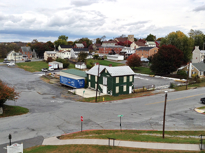 The aerial view of Williamsport reveals a town that grew naturally around community needs, not developer whims.