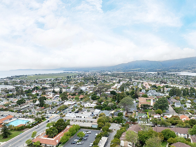 From above, Carpinteria reveals its perfect positioning&mdash;nestled between mountains and sea, a small town that hit the geographic lottery.