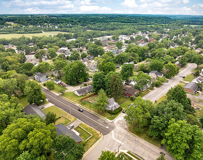 From above, Waynesville reveals itself as a perfect patchwork of green spaces and community living, the definition of "room to breathe."