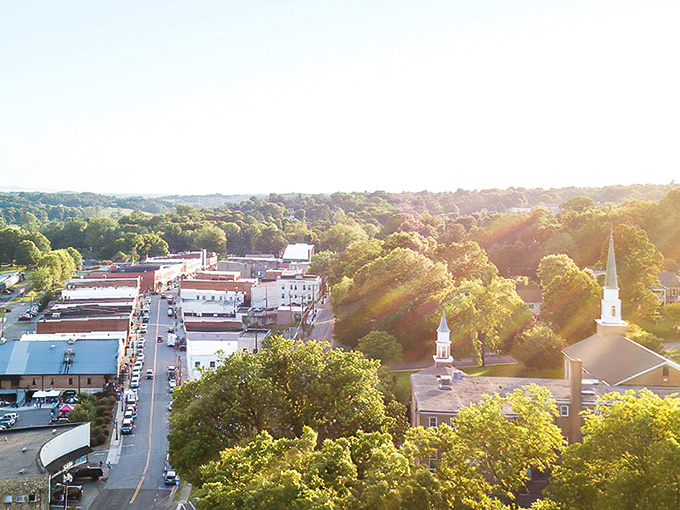 From above, Elkin reveals its perfect balance of nature and nurture&mdash;tree canopy embracing historic architecture in a landscape that refreshes the soul.