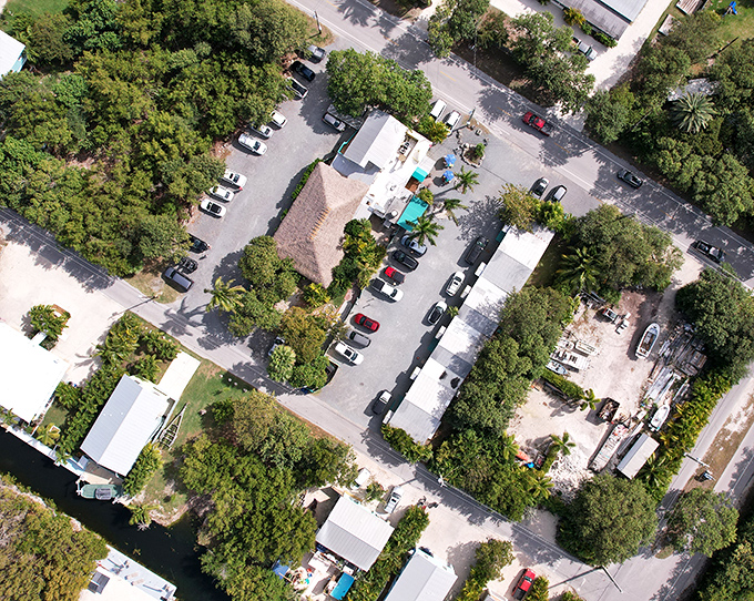 From above, No Name Pub blends into the lush landscape of Big Pine Key &ndash; a hidden treasure that's worth every wrong turn to discover.