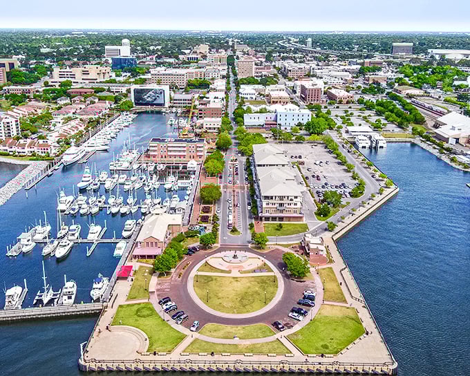 Pensacola's downtown waterfront combines boats, parks, and urban planning in perfect harmony. A postcard view you can actually afford to live near.