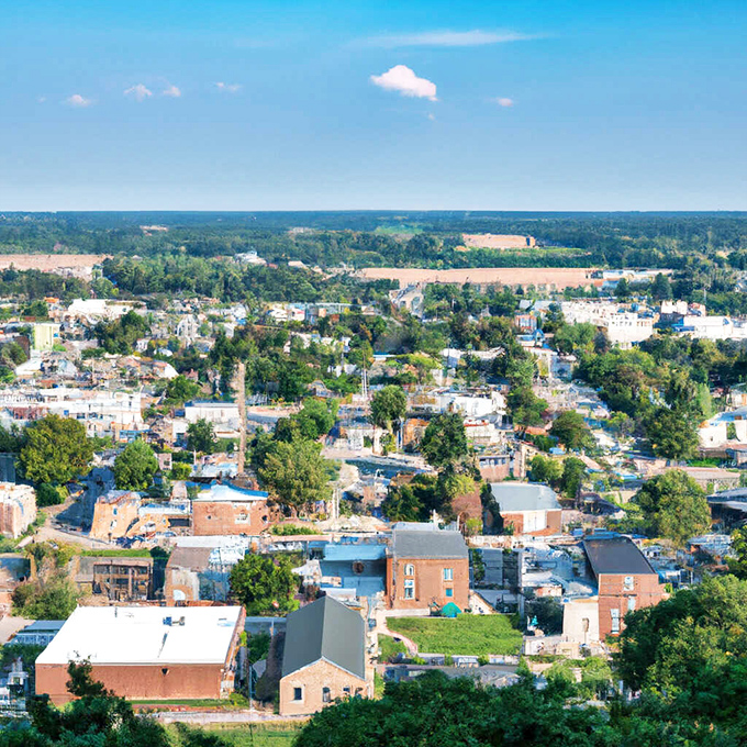 From above, Sugarcreek reveals itself as a perfectly preserved gem nestled in Ohio's rolling farmland landscape.