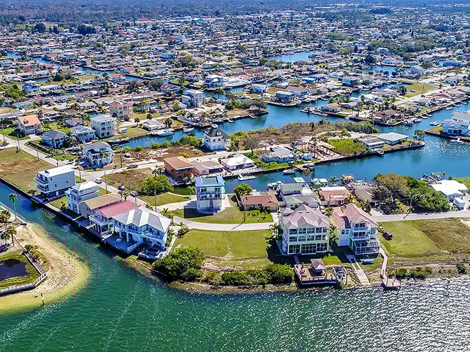 This aerial view reveals Hudson's canal system&mdash;where waterfront living doesn't require winning the lottery or marrying a tech billionaire.