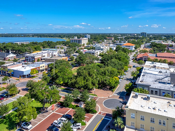 An aerial view reveals Winter Haven's perfect balance of nature and development&mdash;like someone actually consulted a city planner who enjoyed trees.