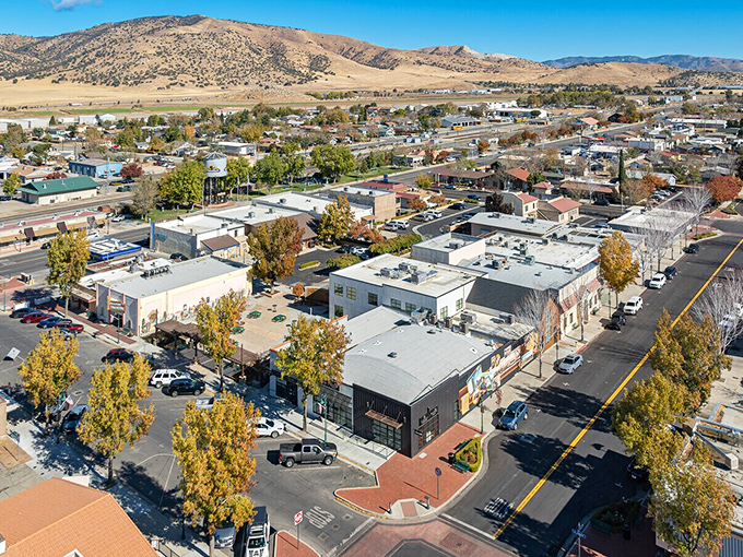 Downtown Tehachapi from above reveals the perfect small-town grid, where everything you need is within reach but nothing feels cramped.