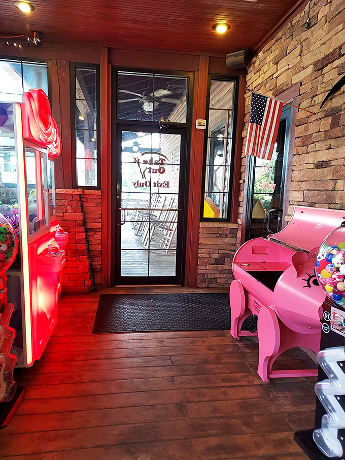 The entrance area's playful touches welcome kids of all ages. That pink pig might just be the most photographed resident of Valdosta.