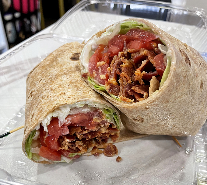 This wrap isn't just holding bacon, lettuce and tomato&mdash;it's cradling the holy trinity of sandwich ingredients with proper reverence.