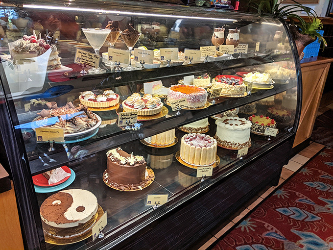 The dessert case&mdash;where willpower goes to die and "I'll just have a bite" becomes the lie you tell yourself before ordering whole slices.