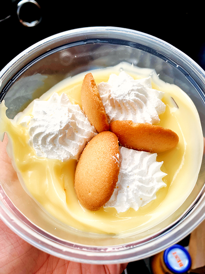 Banana pudding with vanilla wafers—the unexpected dessert finale. Because after conquering a cheesesteak mountain, you deserve a sweet victory lap.