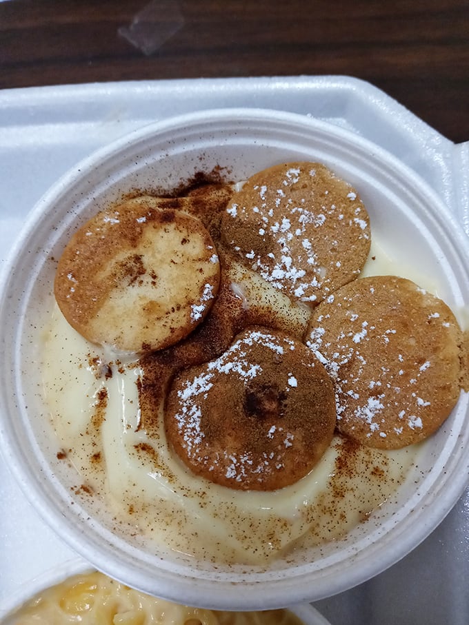 Banana pudding that whispers "save room for dessert"&mdash;vanilla wafers, creamy pudding, and a dusting of cinnamon that says "I care."